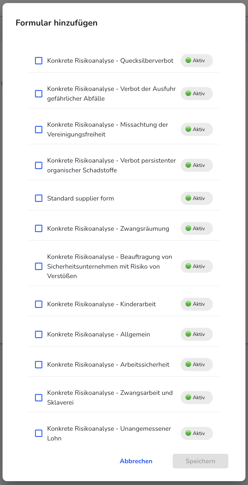 Wie kann ich ein Formular einem Index hinzufügen?